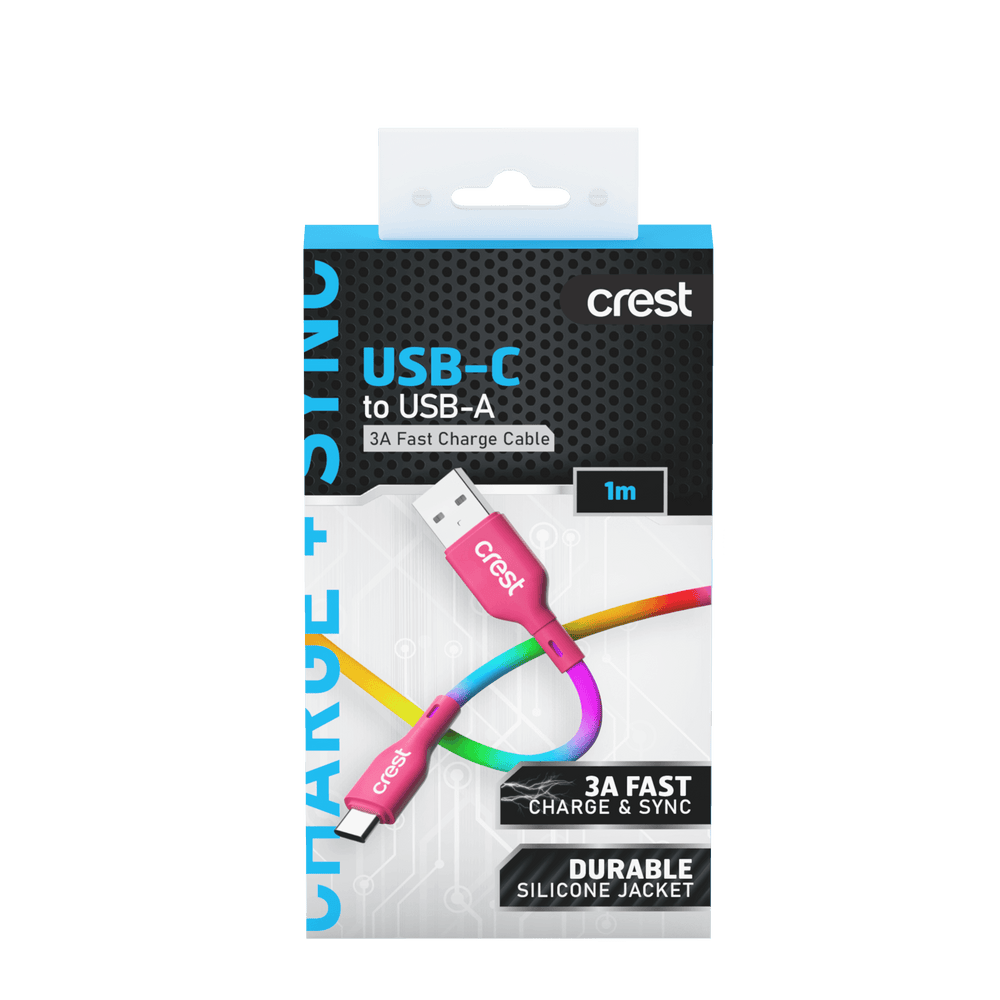 USB-C to USB-A Cable 1m - Rainbow