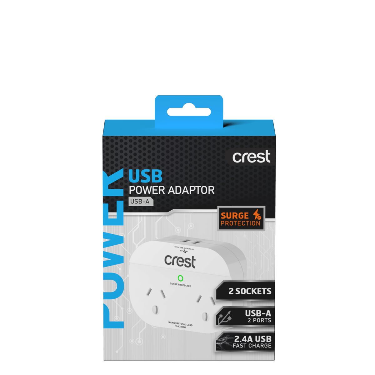 Double Power Adaptor with USB Charging