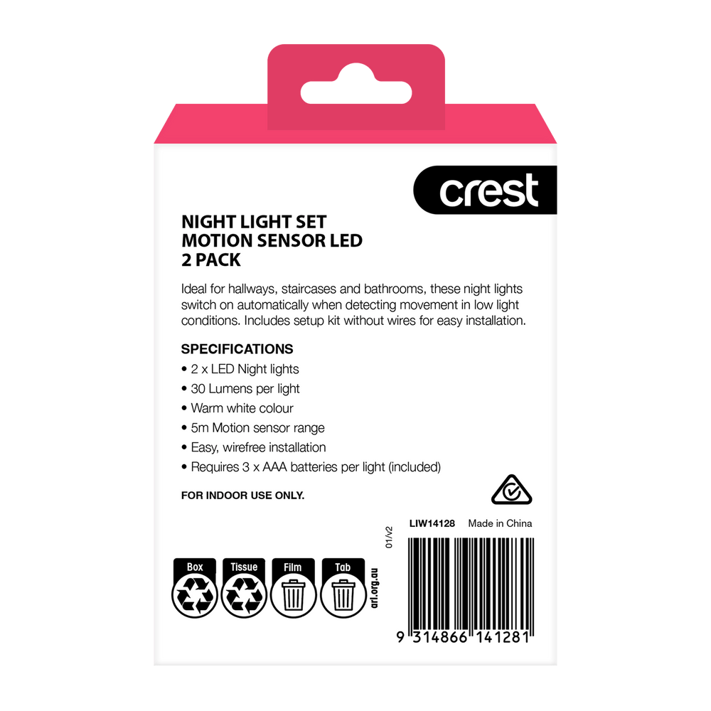 Motion Sensor Night Light Warm - 2 Pack