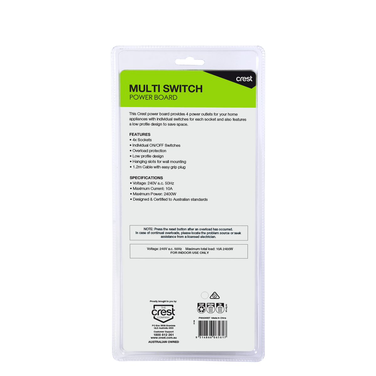 Power Board 4 Sockets 4 Switches