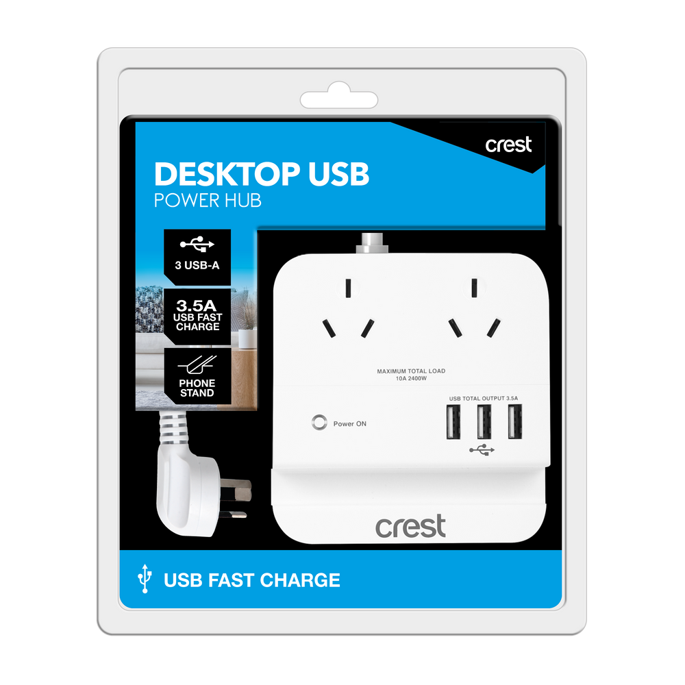 Power Hub 2 Sockets with 3 USB Outlets