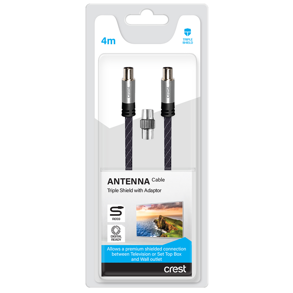 Triple Shield TV Antenna Cable 4M With Adaptor