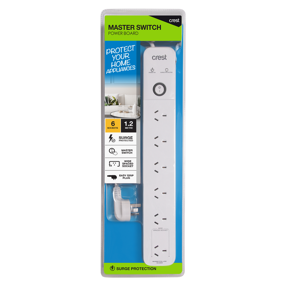 Power Board 6 Sockets with Master Switch