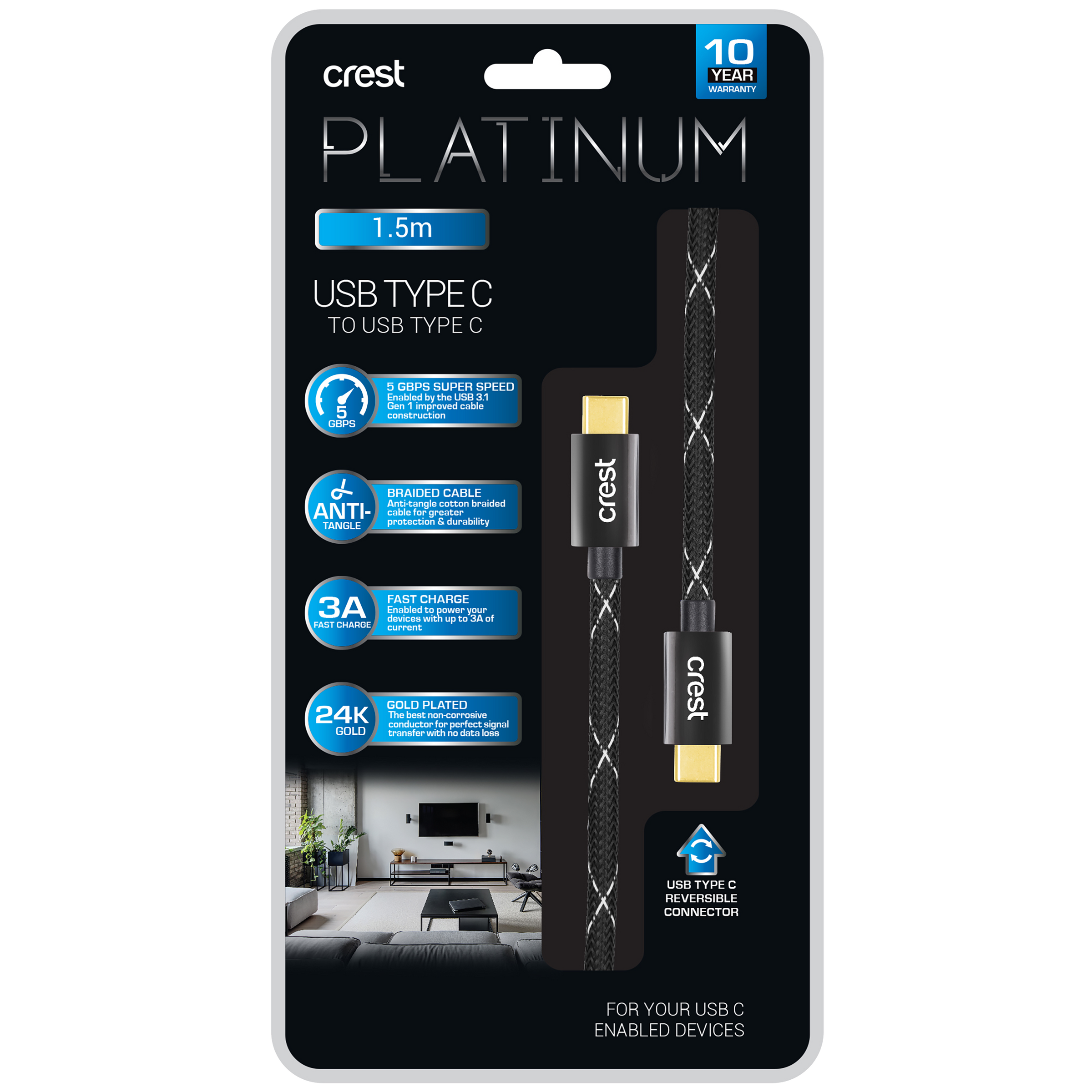 Platinum USB-C To USB-C Cable 1.5M