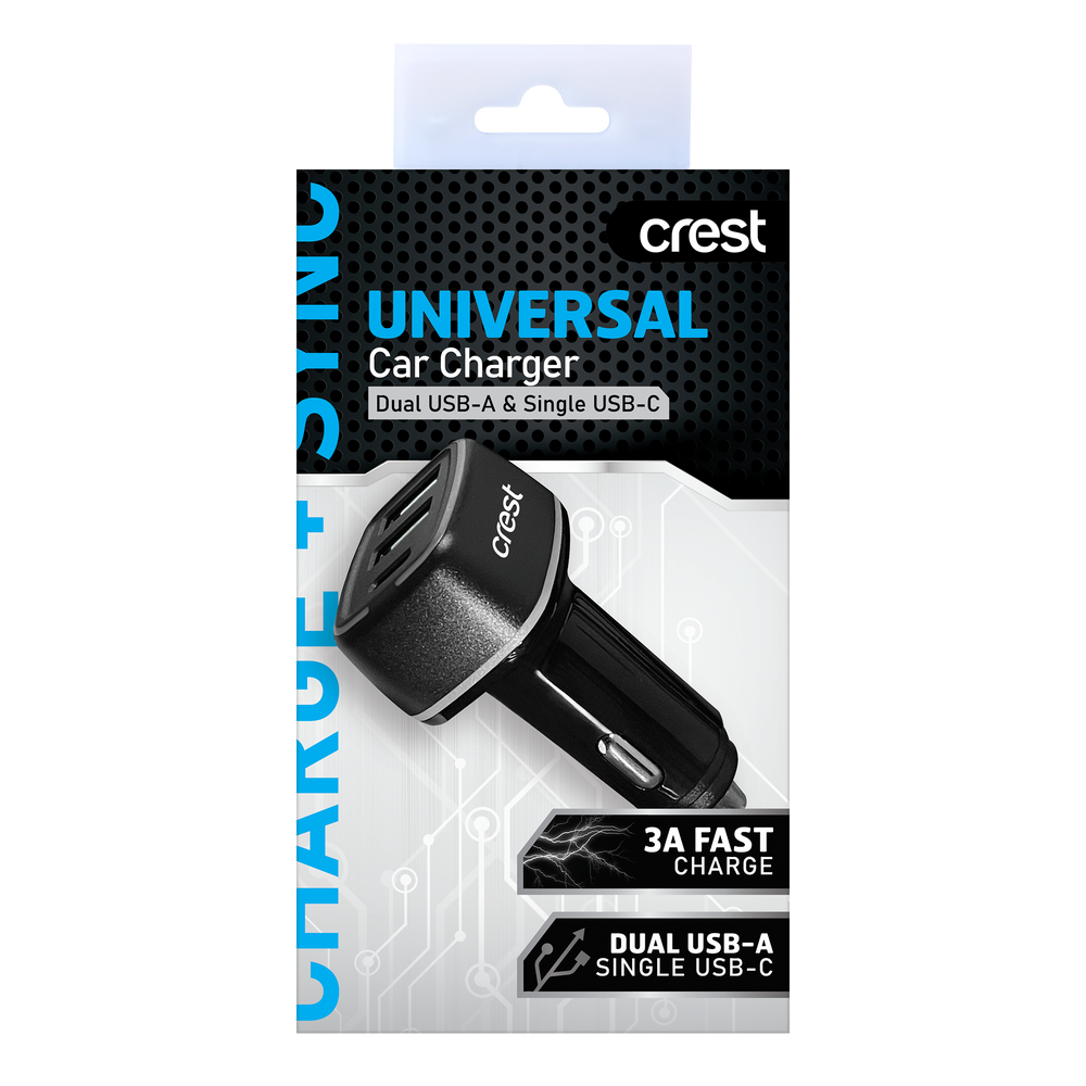 3 Port USB-A & USB-C Car Charger
