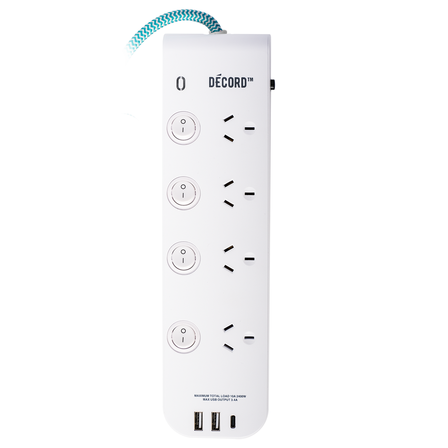 Décord Multi-Use Power Board 4 Sockets with USB Charging