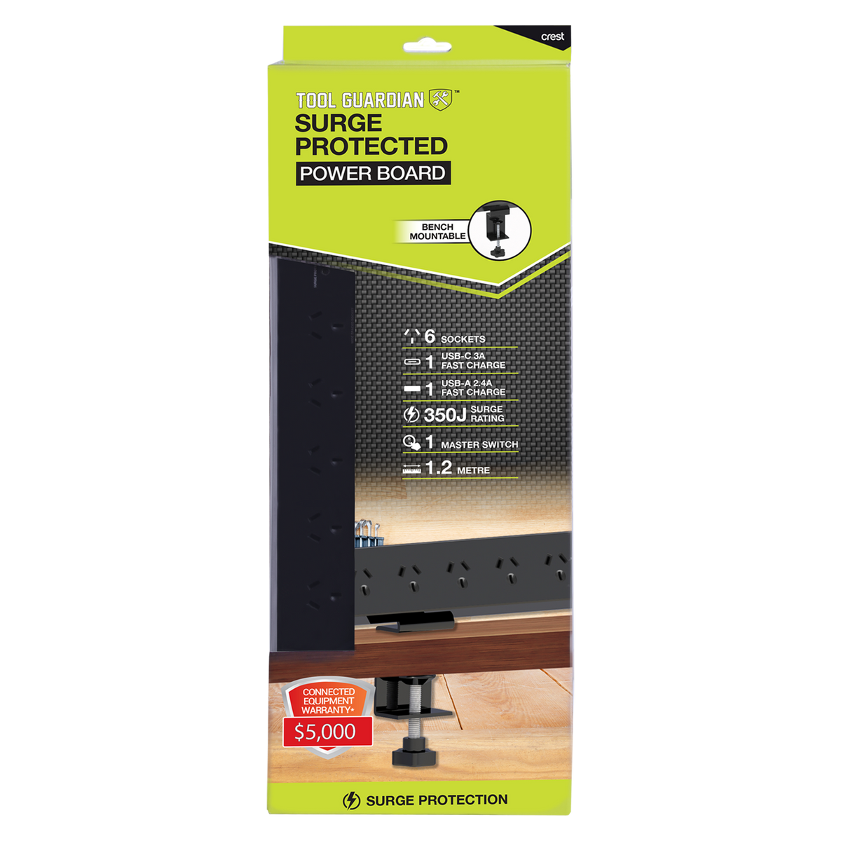 Tool Guardian 6 Socket Power Board Desk Mount