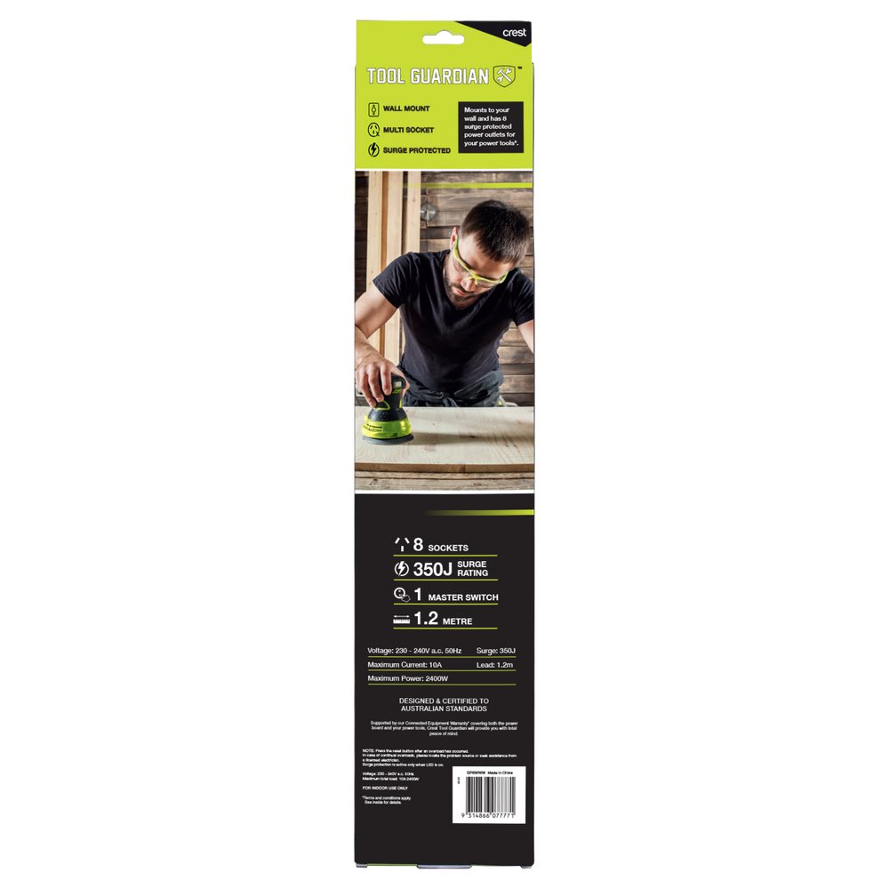 Tool Guardian 8 Socket Power Board Wall Mount