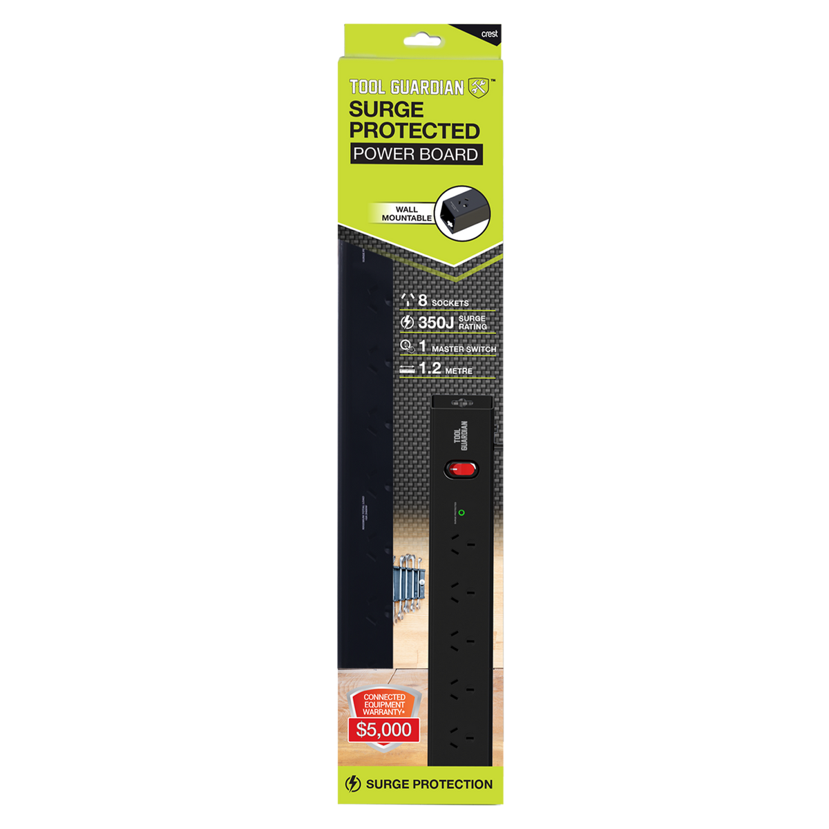 Tool Guardian 8 Socket Power Board Wall Mount