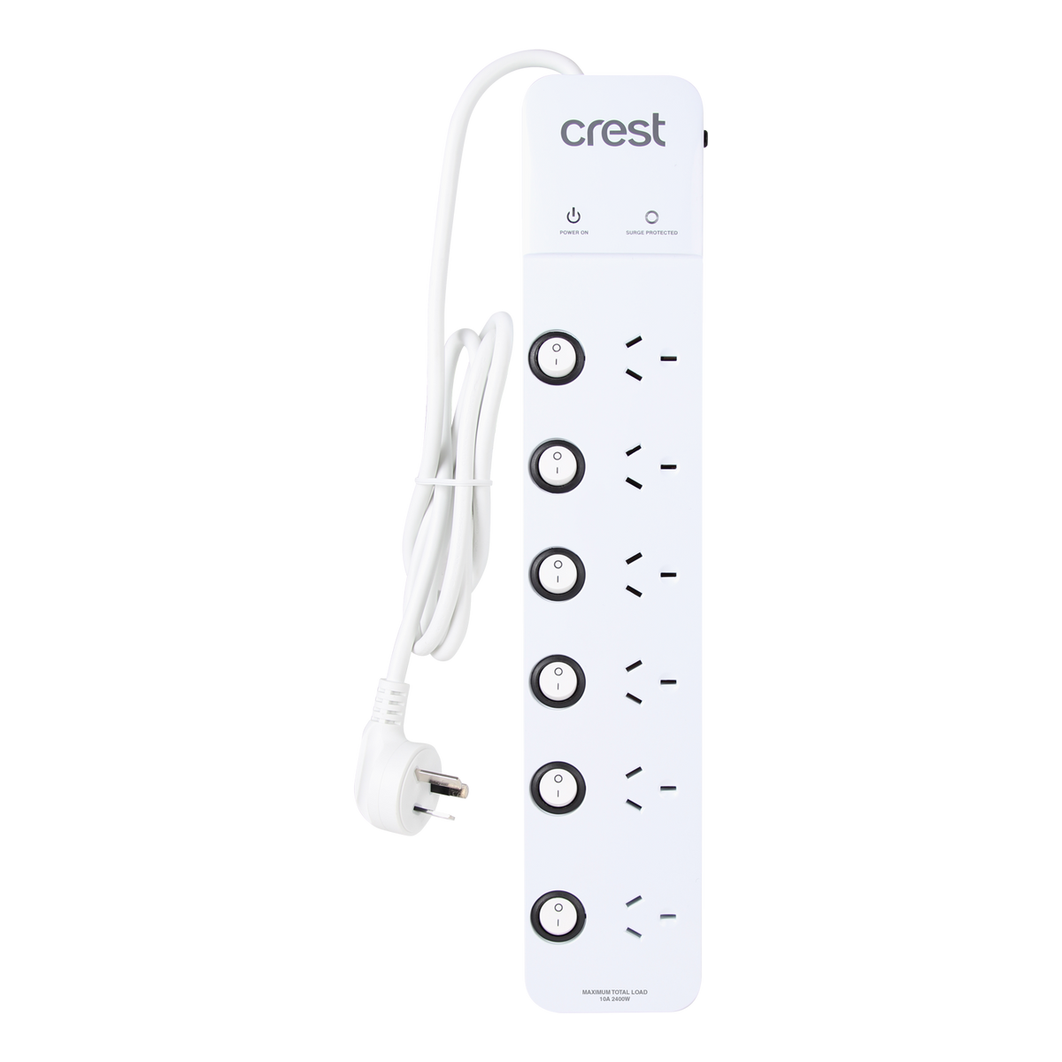Power Board 6 Sockets with 6 Switches & Surge Protection