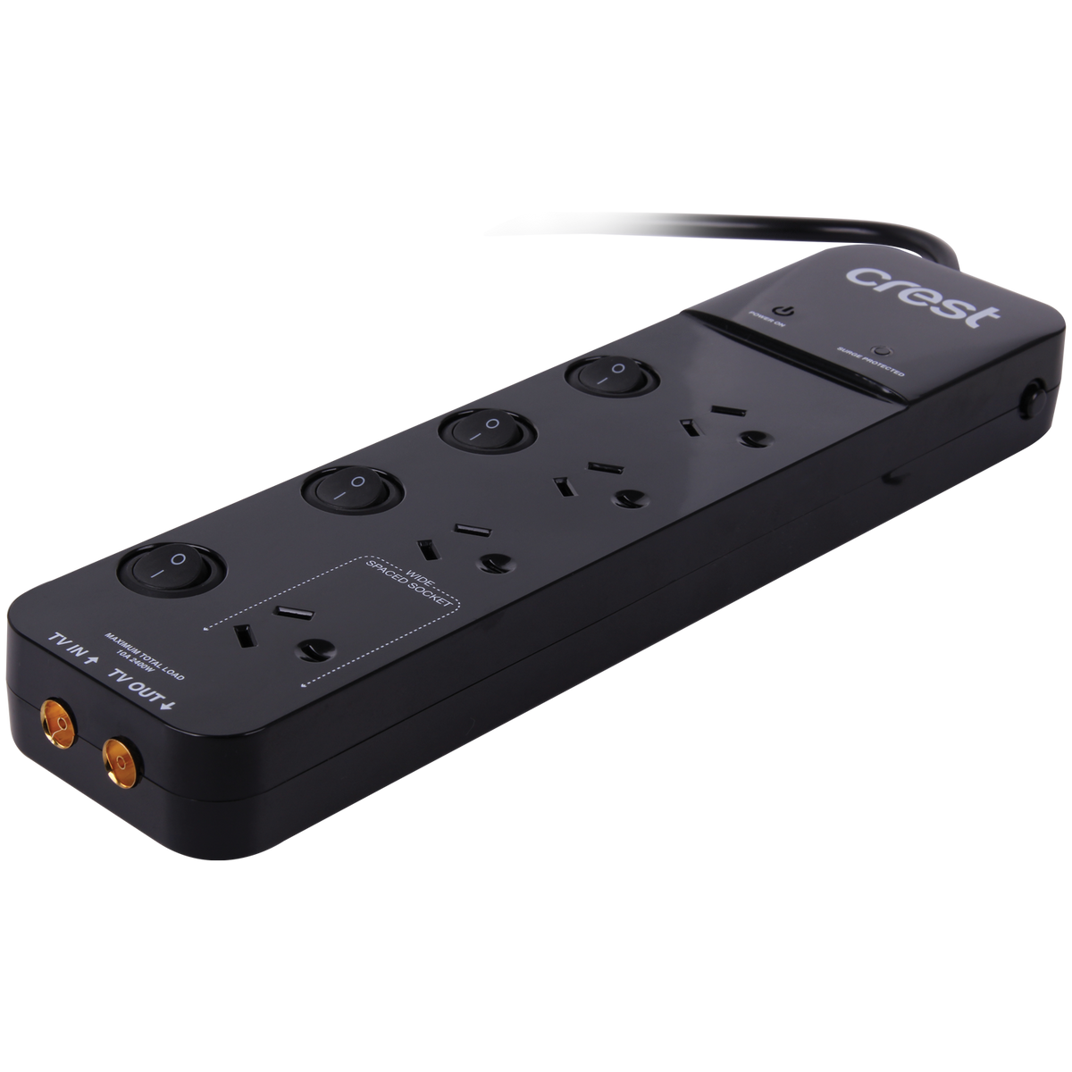 Power Board 4 Socket 4 Switch TV Surge Protected