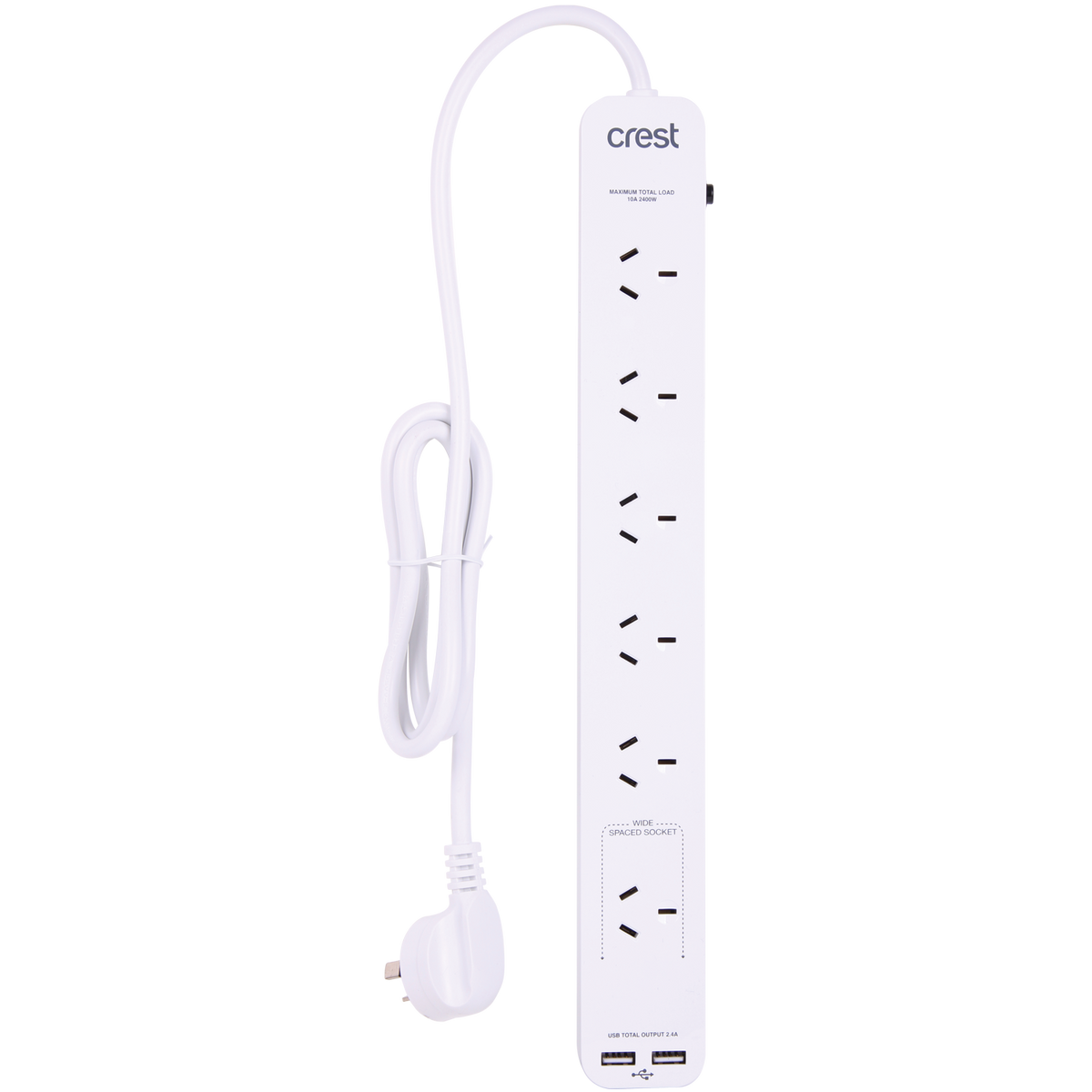 Power Board 6 Sockets with 2 USB Ports